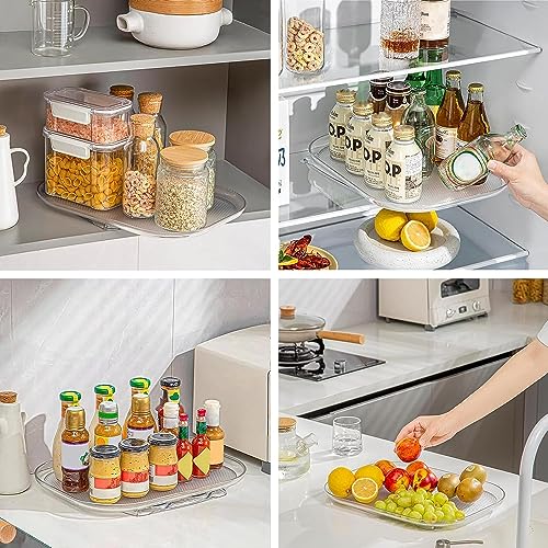 Square Lazy Susan for Refrigerator, Lazy Susan Turntable Organizer for Refrigerator, Countertop Condiment Storage Rack, Household Rotating Storage Rack for Kitchen. (13.8 X 10.2 in)