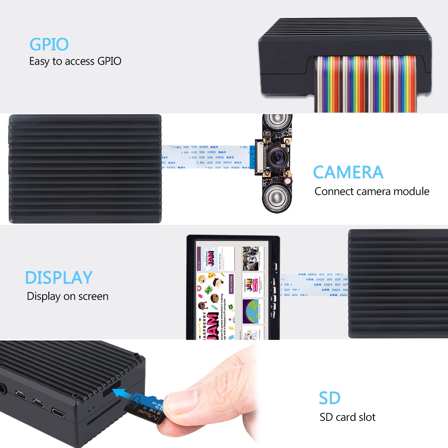 Miuzei Raspberry Pi 4 Case Aluminum, Raspberry Pi 4 Model B Case Passive Cooling with Heatsink for Raspberry Pi 4B 8GB/4GB/2GB -(Pi 4 Board Not Included)