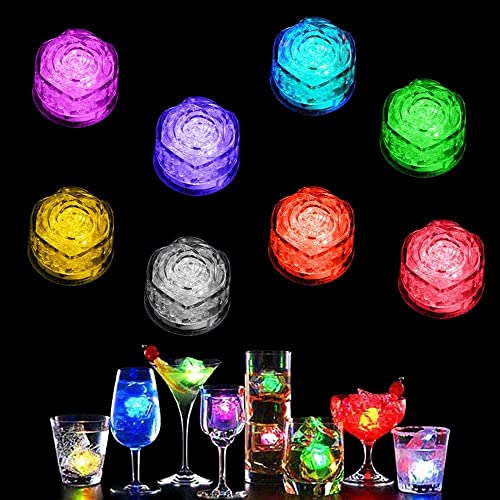 Multi-Color Ice Cube Lights Led Simulation Ice cubes Light Up Liquid Sensor Cubes Party Colorful Lights for Halloween Wedding Club Bar Champagne Tower Decoration (60PCS)