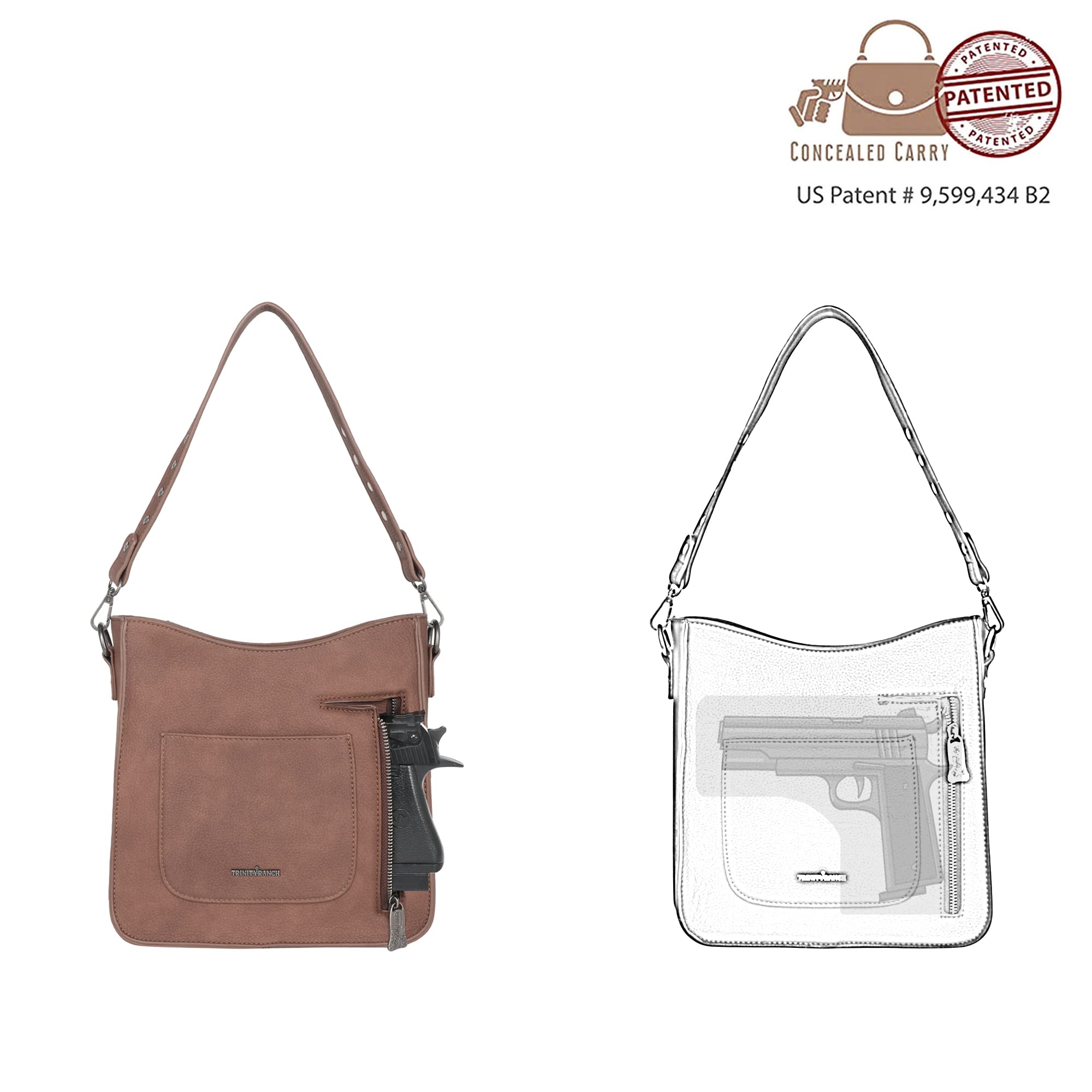 Montana West Trinity Ranch Ranch Hair-On Studs Concealed Carry Hobo for Women Western Shoulder bag with Wallet TR140G-921BR+W