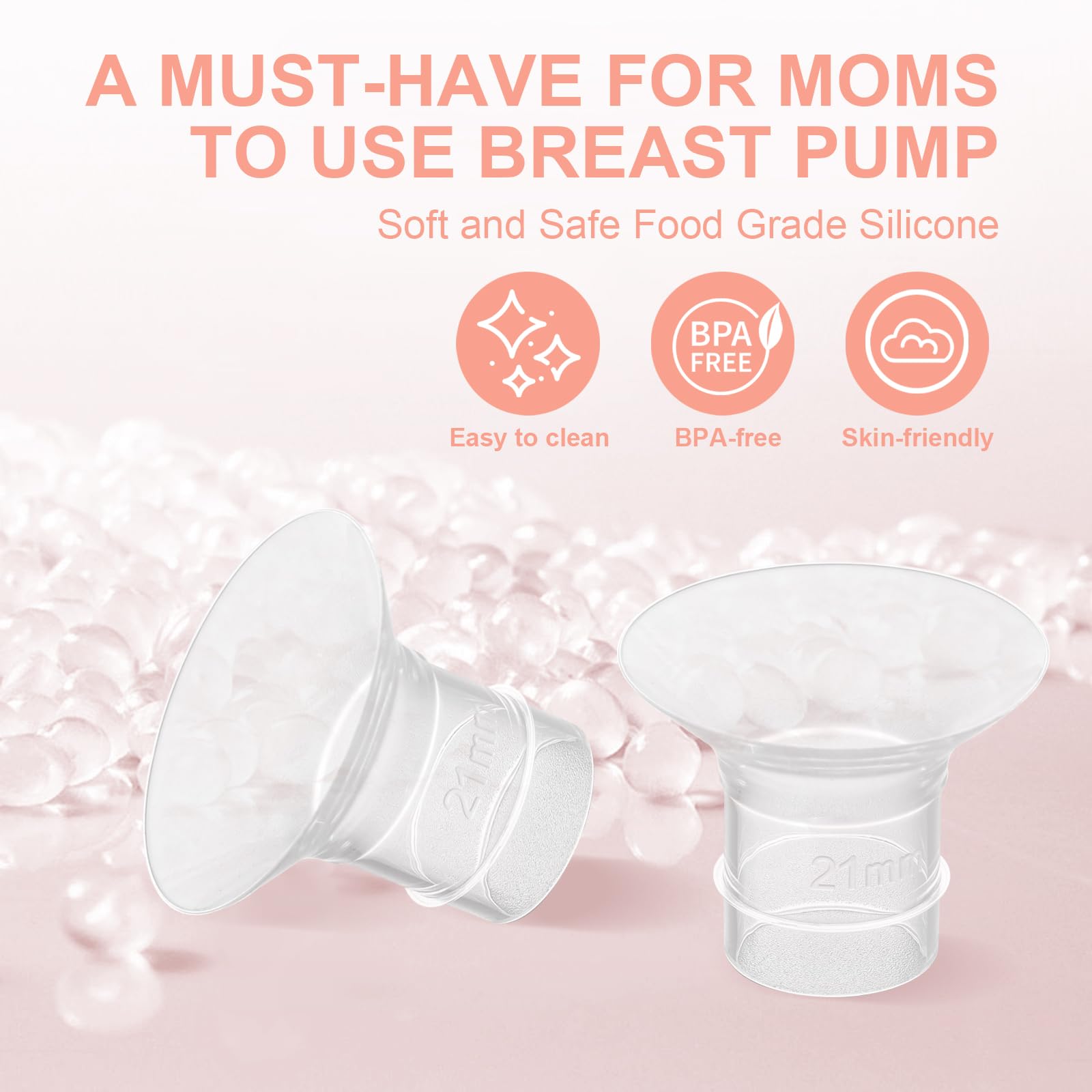 Mayyatt Flange Inserts 21mm Pump Parts, 2 Silicone Inserts Fit 24MM Flange S9 S10 S12 / s9 Pro s12 Pro Wearable Breast Pump Milk Collector Accessories Replacement