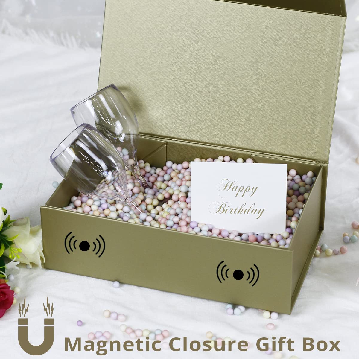 Gift Box with Magnetic Closure Lid 12" X 6" X 4" for Presents,Luxury for Gift Packaging, Bridesmaid Gifts Box, Magnetic Gift Box for Gifts,Birthday Gift Box,Christmas Gift Box (Gold)