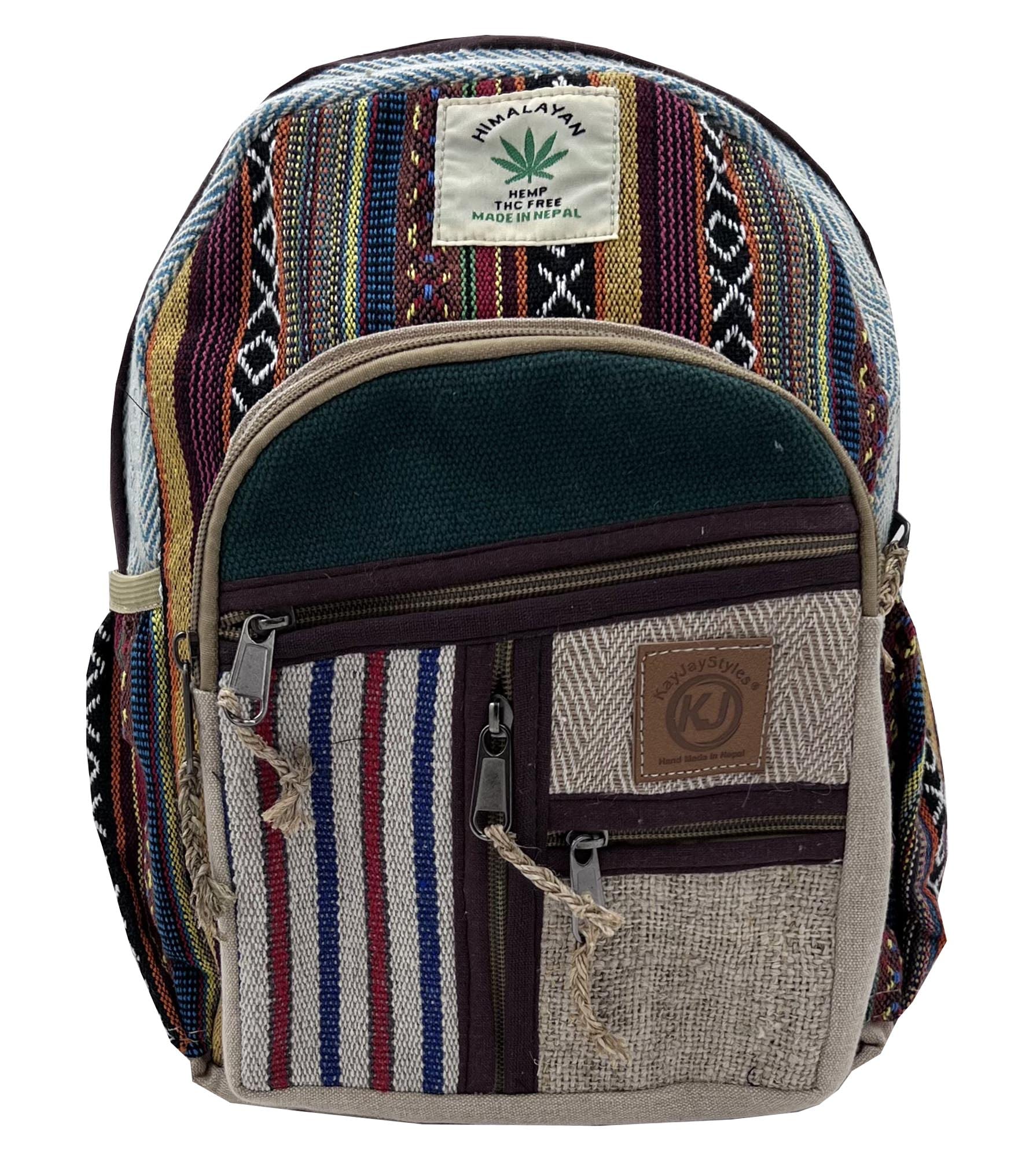 KayJayStyles Small Lightweight Daypack Backpack Handmade Himalayan Hemp Travel, Hiking, Purse for Men, Women (DayPack5)