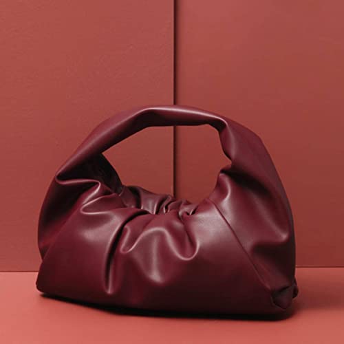 MBETA Fashion Soft Leather Croissant Bag Large-Capacity Pleated Cloud Bag Shoulder Hand-Held Underarm Women's Bag Simple Solid Color Trend