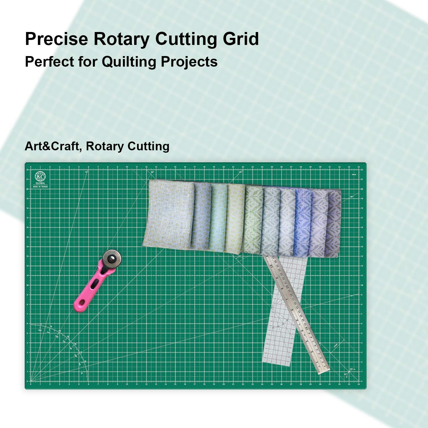 KC GLOBAL A1 (36"x24") Self-Healing Cutting Mat (Dark Green) - Sturdy, Reversible, Eco-Friendly, Non-Slip. Premium Desk Mat for Crafters, Quilters, and Hobbyist