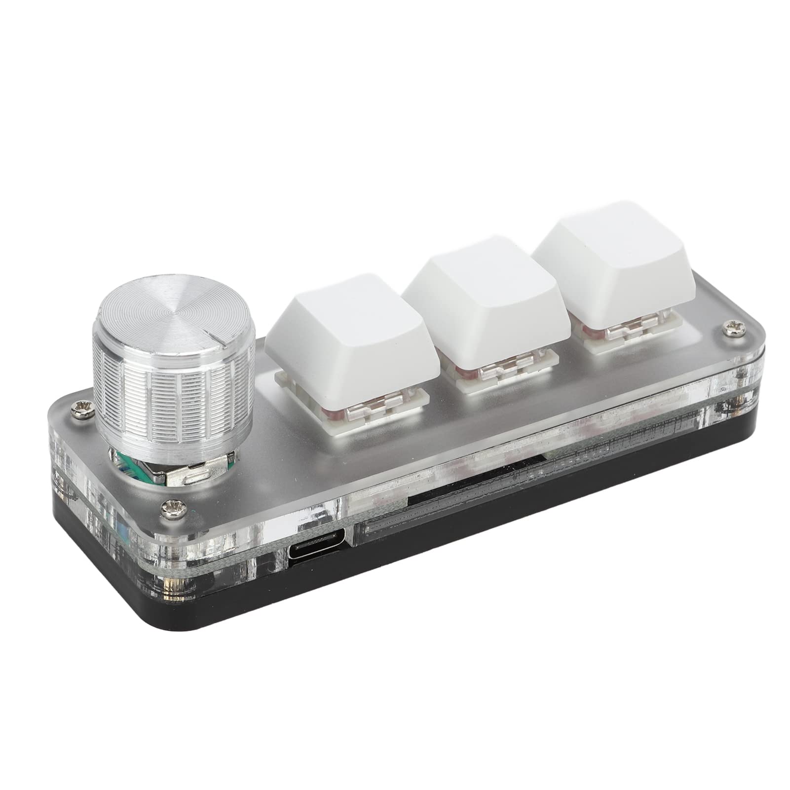 Mini 3 Key Keypad Mechanical White Gaming Keyboard Programmable One Handed for Office Games Music Industrial Control Mini Customized Keypad