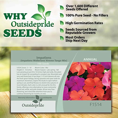 Outsidepride 100 Seeds Impatiens Xtreme Tango Shade Garden Flower Seed Mix for Planting
