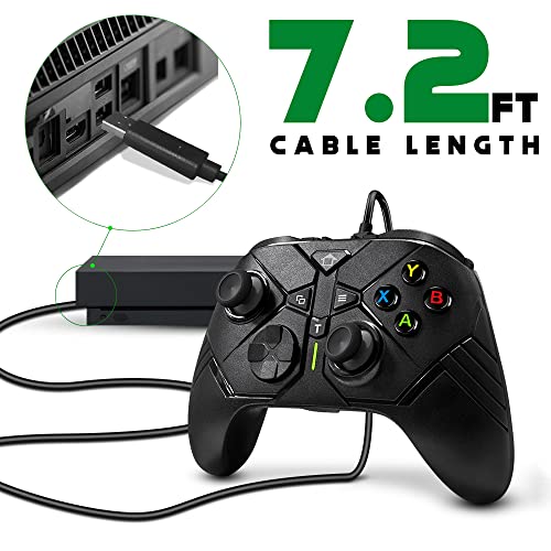 Miss Home Black Xbox One Wired Controller with Back Button, Gaming Joypad Controllers with 3.5mm Audio Jack for Xbox One/S/X/PC Windows 10 Game Control with Button Caps