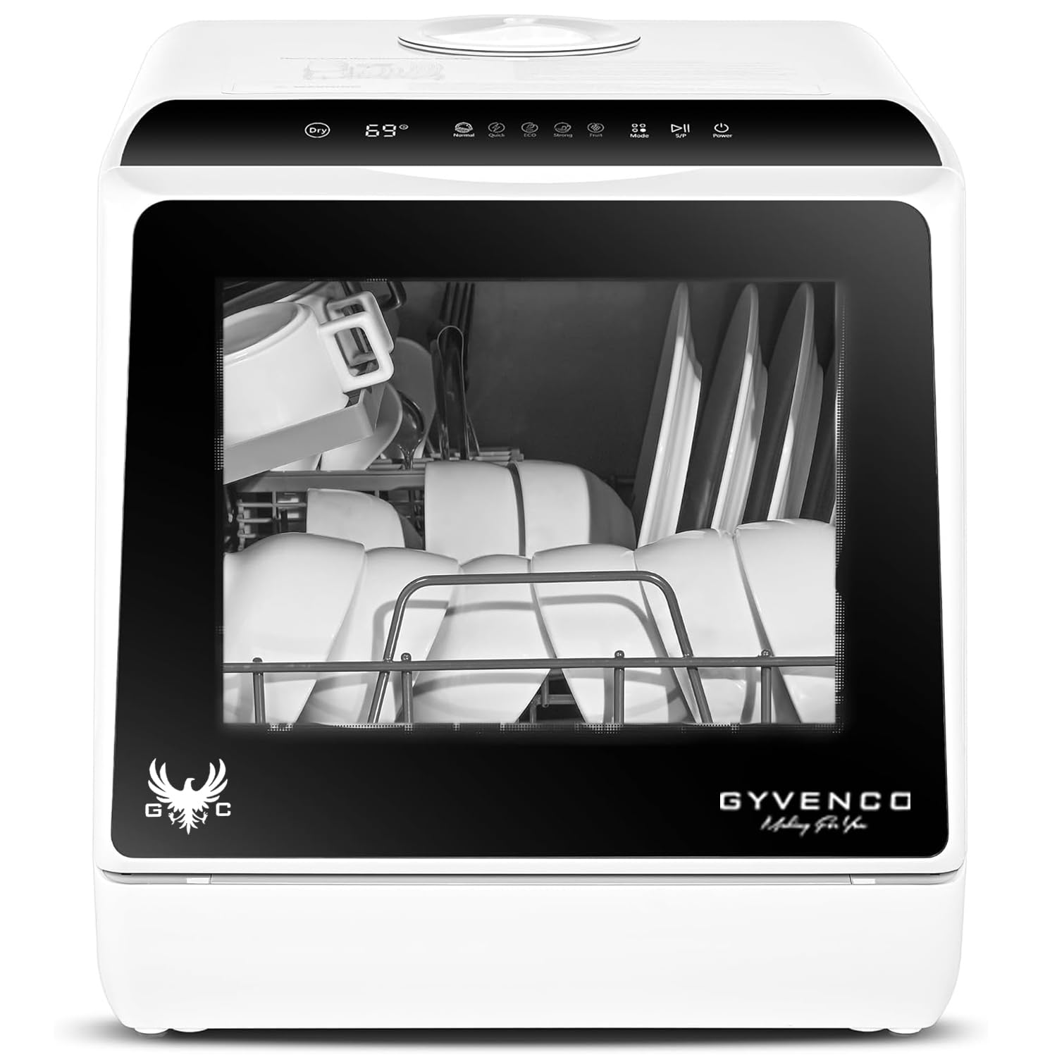 Portable dishwasher countertop with 5L Built- in Water Tank,6 programs for washing, No hookup needed,360° Dual Spray,192℉-High-Temp and Air Dry function, mini dishwasher RVs, lavaplatos