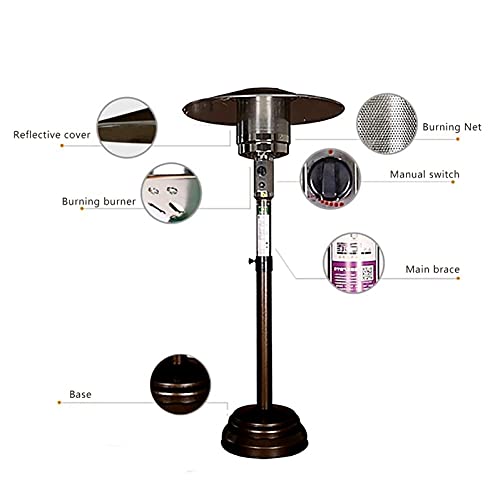 Natural Gas Patio Heater Adjustable Height (55in-78in), 12ft Hose Included, Passed CE CSA Certification, It’s Really Too Cold To Sit Outside In The Spring And Autumn,Its Heat Output Will Get Very Warm