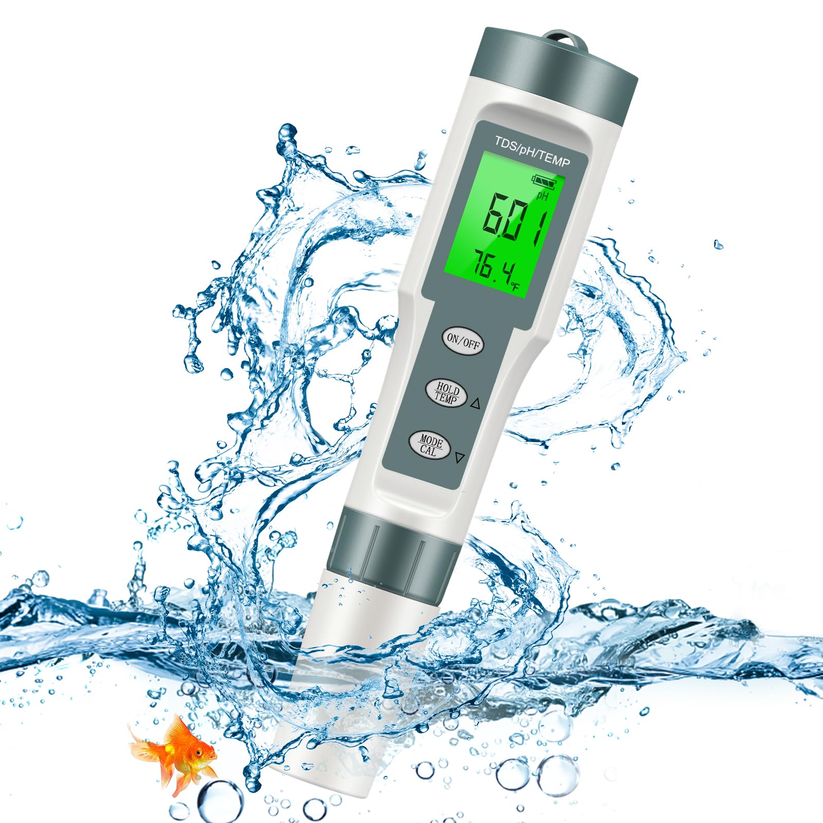 TDS/pH/Temperature 3-in-1 pH Meter for Water, 0-14 pH Measurement Range Digital pH Meter, 0.01 High Precision Water Quality Digital pH Tester with ATC, pH TDS Water Test Meter for Drinking Water