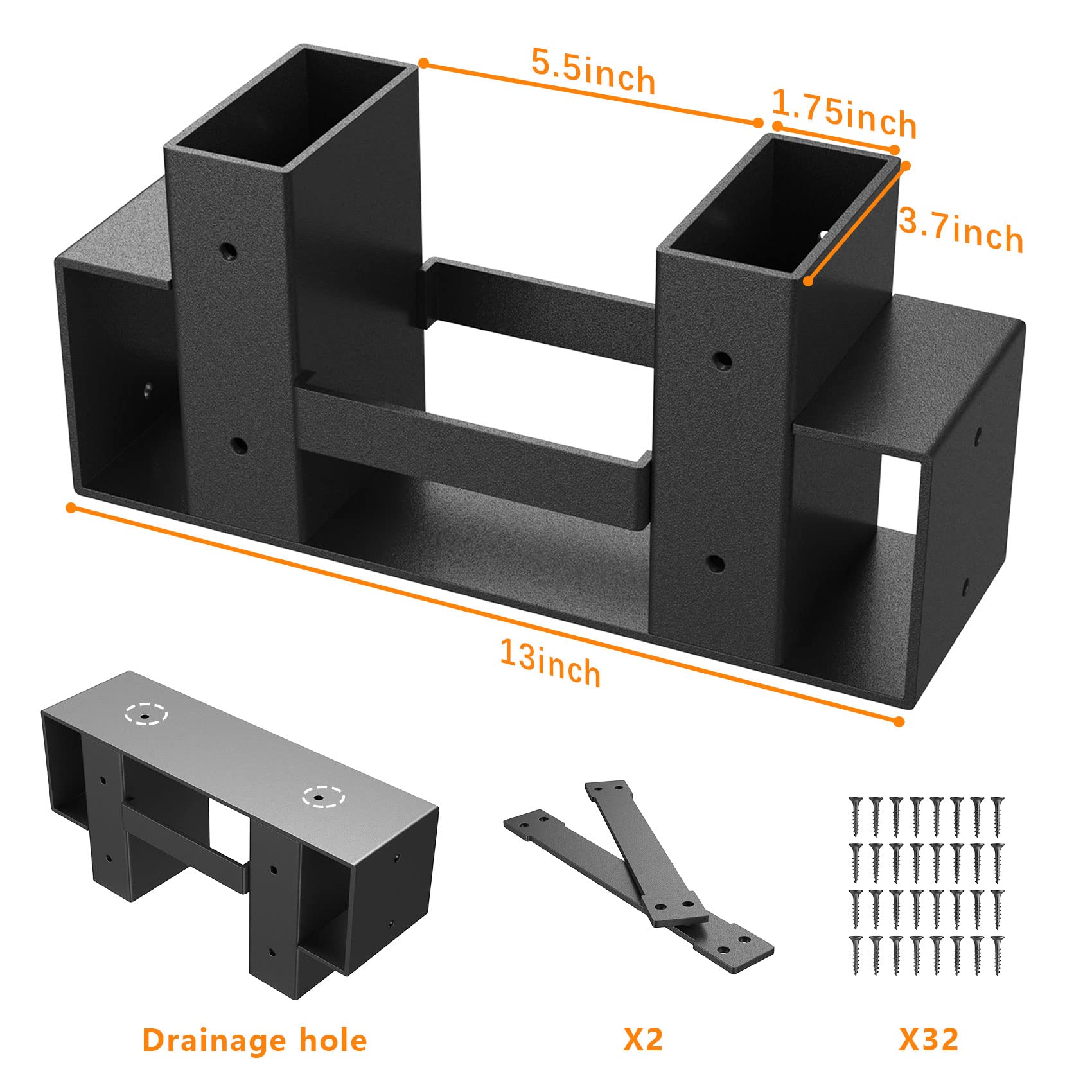 Mr IRONSTONE Firewood Log Storage Rack Bracket Kit Black& 4ft Firewood Rack Outdoor Indoor, Upgraded Adjustable Heavy Duty Firewood Rack