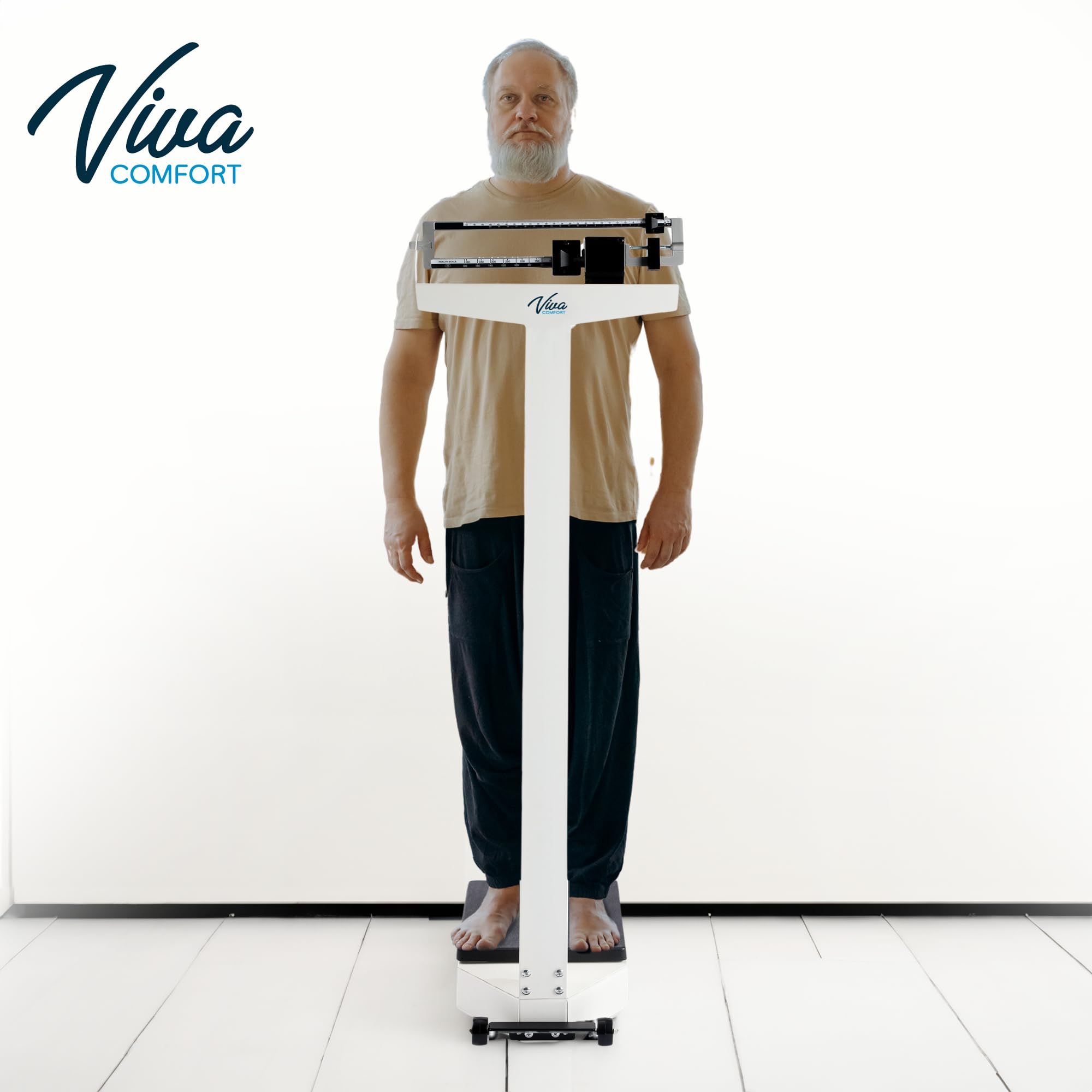 VivaComfort Medical Office Beam Scale, Analog Medical Grade Height and Weight Scale, Mechanical Bathroom and Gym Scale, Weight Capacity 440 lbs