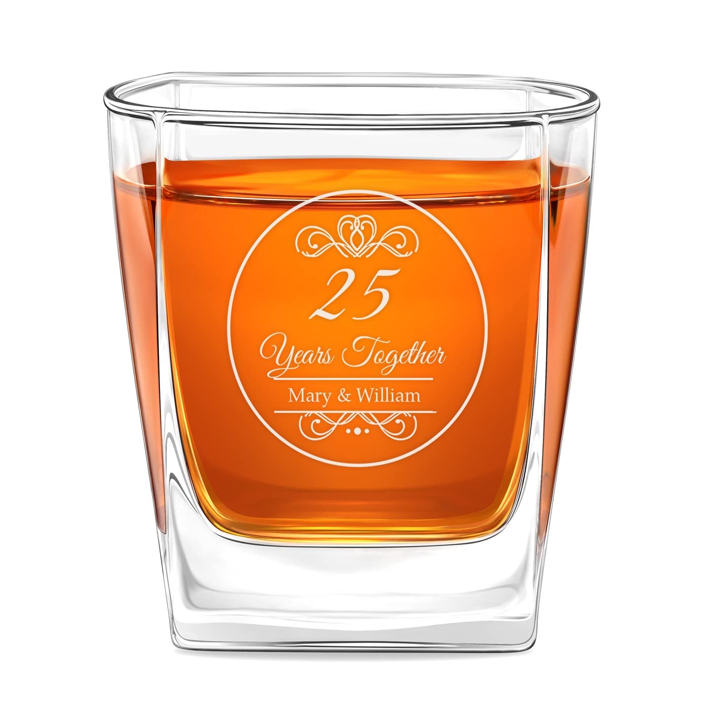 Maverton 6 Whiskey glasses for couples - Tumblers for Wedding - Drinking glasses for pairs - Personalized whisky set for newlyweds - Glassware for anniversary - For Parents - ANNIVERSARY