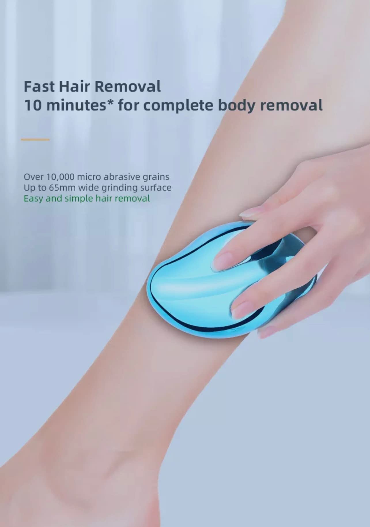 Painless Hair Removal Tool New Nano Crystal Epilator Micro Abrasive Particle Technology (Aqua)