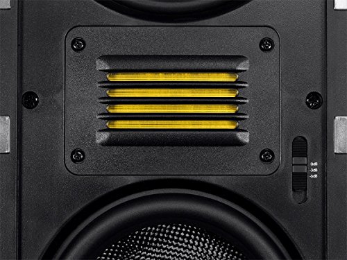 Monoprice 3-Way Carbon Fiber In-Wall Column Speaker - 6.5 Inch (Each) With Ribbon Tweeter, 8 Ohm Nominal Impedance, Magnetic Grille, 200 Watt Max, White - Amber Series