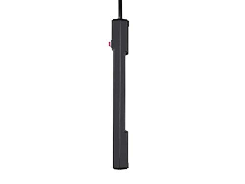 Monoprice 6 Outlet Power Surge Protector - 6 Feet Cord - Black| 2 Port USB Charger on the Plug, 1080 Joules