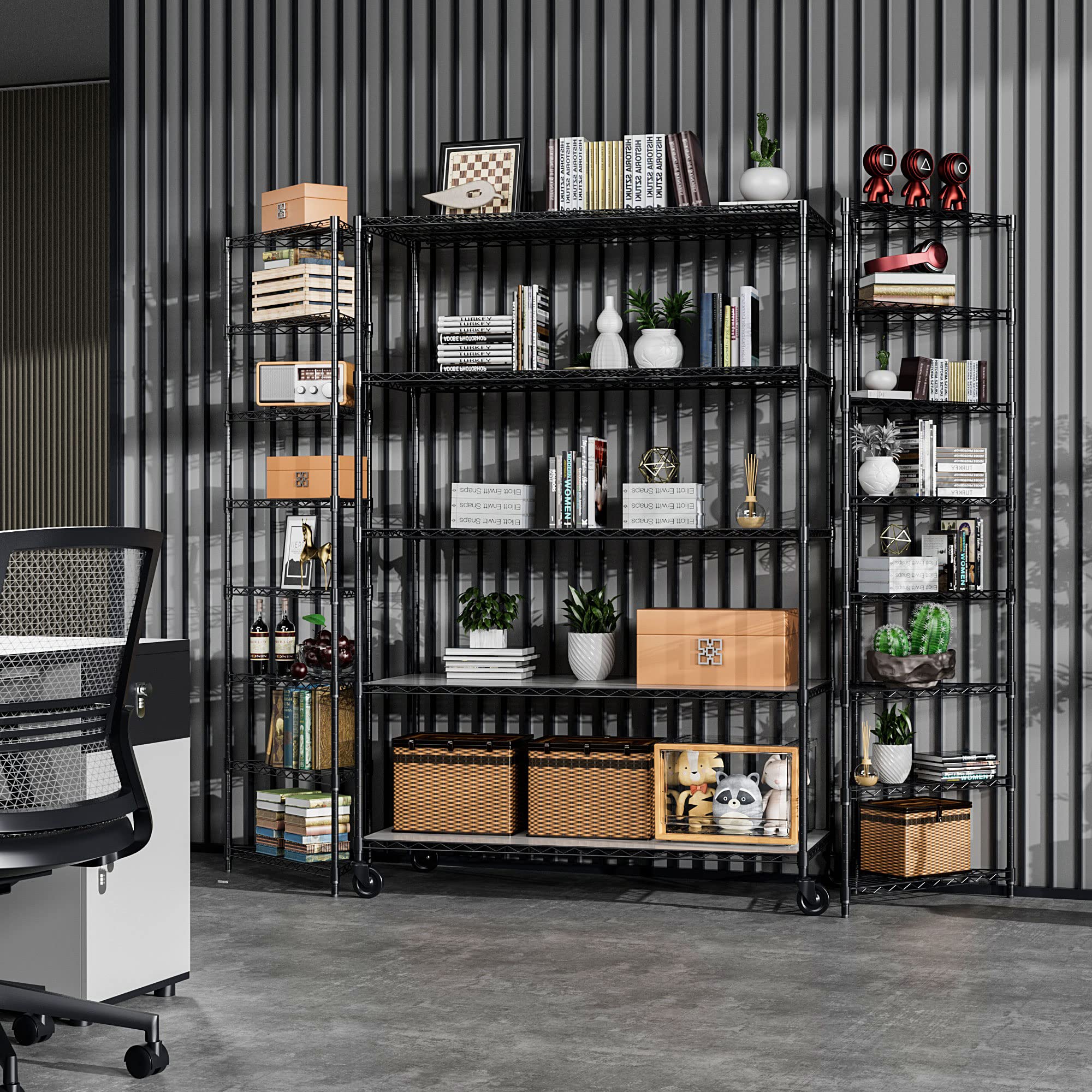 Wire Shelving Unit 5 Tier NSF Metal Shelf,6000lbs Capacity Heavy Duty Adjustable Storage Rack with Wheels & Shelf Liners for Commercial Grade Utility Steel Storage Rack, 82" H x 48" L x 24" D -Chrome
