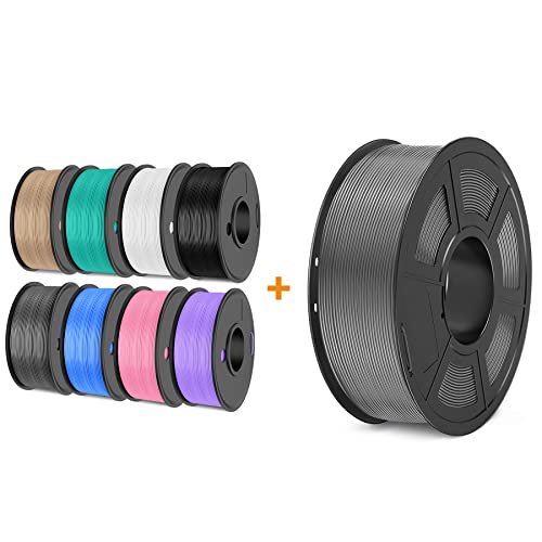 SUNLU 3D Printer Filament Bundle, SUNLU PLA+ Filament 1.75mm, 100% Neatly Wound PLA Plus 3KG, 0.25kg Spool x 8 Packs & 1kg Spool x 1 Pack Grey