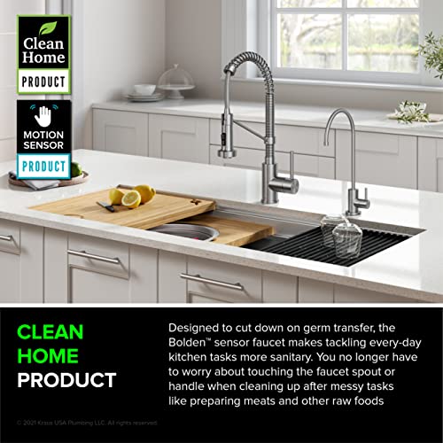 Kraus KSF-1610SFS Bolden Touchless Sensor Commercial Pull-Down Single Handle 18-Inch Kitchen Faucet, Spot Free Stainless Steel