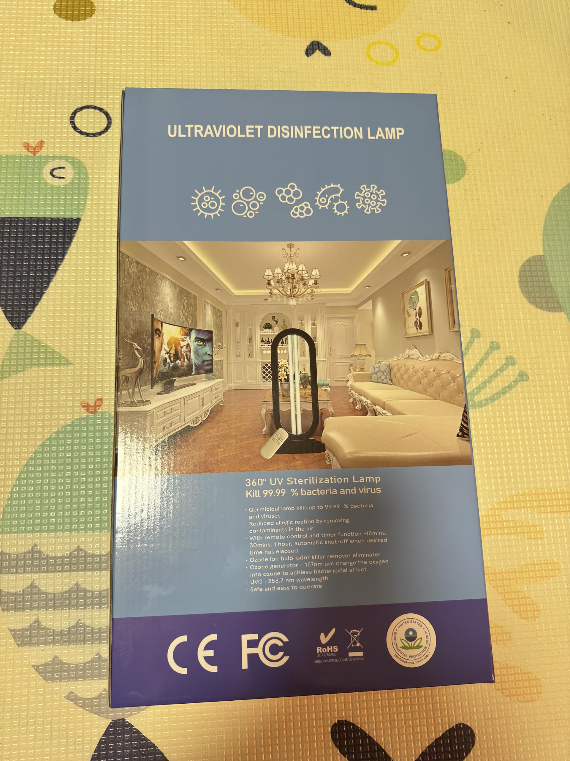 Uvo Lamp - Home Disinfection Device, Haloclean UV Bed Bugs, UV Light Sanitizer Wand, Ultraviolet Light with 3- Speed Timing and Remote Control, 38w 110v UV Lamp (Black*2)