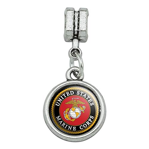 GRAPHICS & MORE Marines USMC Emblem Black Yellow Red Officially Licensed Italian European Style Bracelet Charm Bead