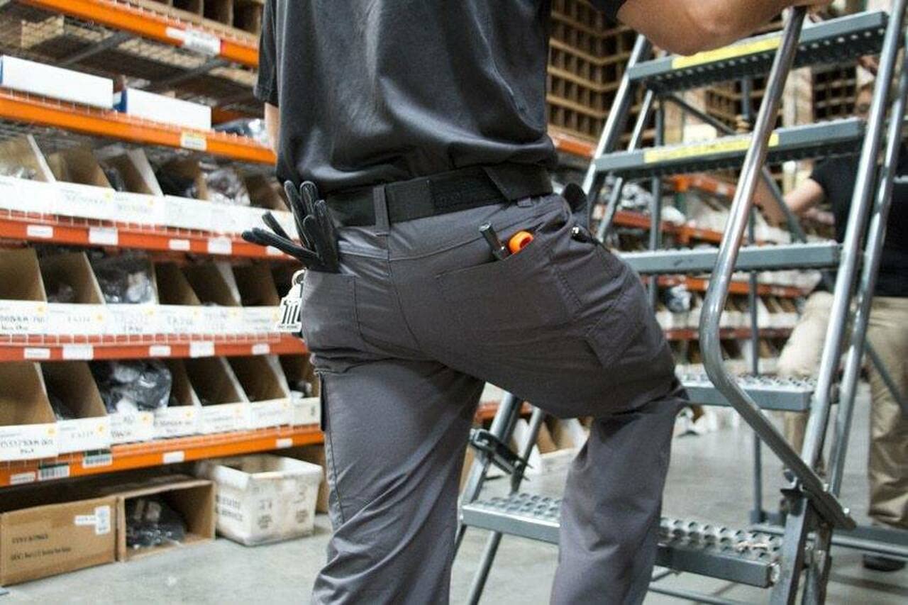 LA Police Gear Men's Core Cargo Lightweight Tactical Pants, Durable Ripstop Cargo Pants for Men, Stretch Waistband CCW Pants - Grey - 34 X 32