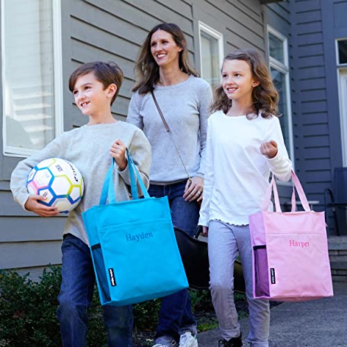 Urban Infant Tote Bag for Kids - Outer Pocket, Name Tag, 2 Mesh Bottle Holders, and Zippered Top β Perfect for After-School Activities and Travel - 13β x 11β x 5β - Blue