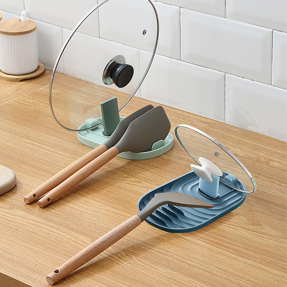 Multifunctional Spoon Rest, 2PCS Foldable Pot Lid Holder Spoon Rest Pan Pot Cover Lid Rack Shelf Stand Holder for Stove Top Kitchen Gadgets Utensil Holder for Home Use Stove Spoon Rest