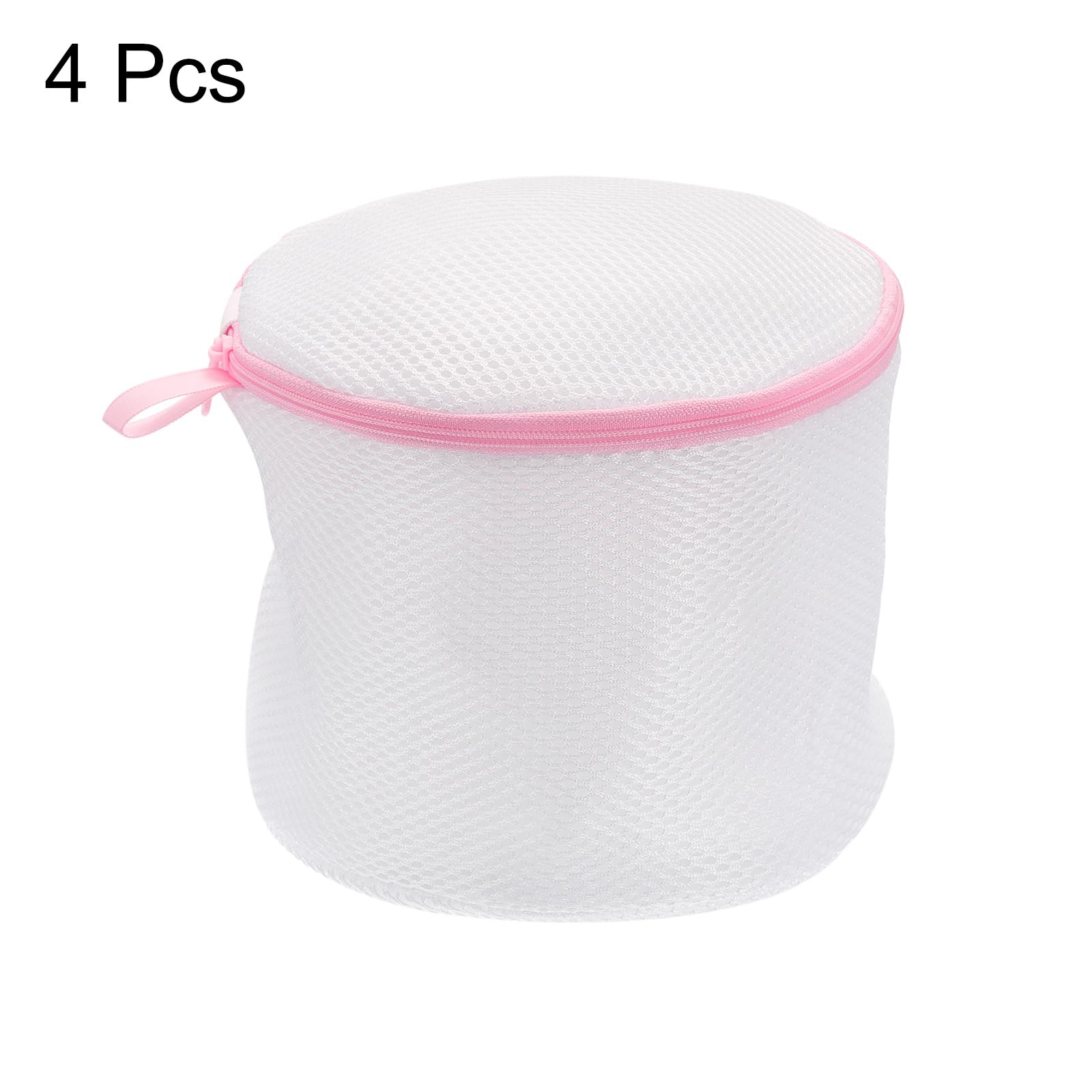 uxcell 4Pcs Bra Washing Bag, 6.3 x 6.7 Inch Cylinder Mesh Laundry Bags for Washing Machine Wash Delicate, Sock, Underwear, Gray