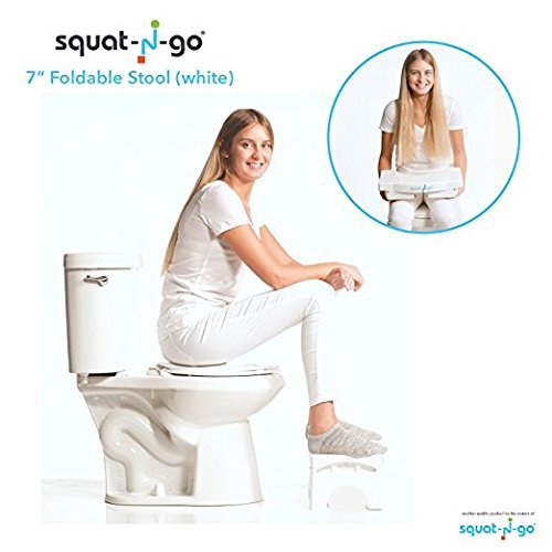 Squat N Go Folding Squatting Stool | The Only Foldable Toilet Stool | Convenient and Compact Great for Travel | Fits All Toilets, Folds for Easy Storage, Use in Any Bathroom | White Color |