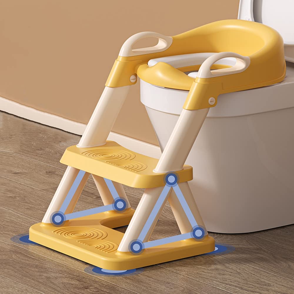 Potty Training Seat,Toddler Potty Seat for Toilet with Step Stool,Fully Secure to the Ground and Anti-Slip (Yellow)