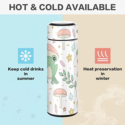 senya Water Bottle Frog and Mushrooms Vacuum Insulated Stainless Steel, Double Walled, 17 Oz,Keep Cold or Hot Water Bottle(229vb0a)