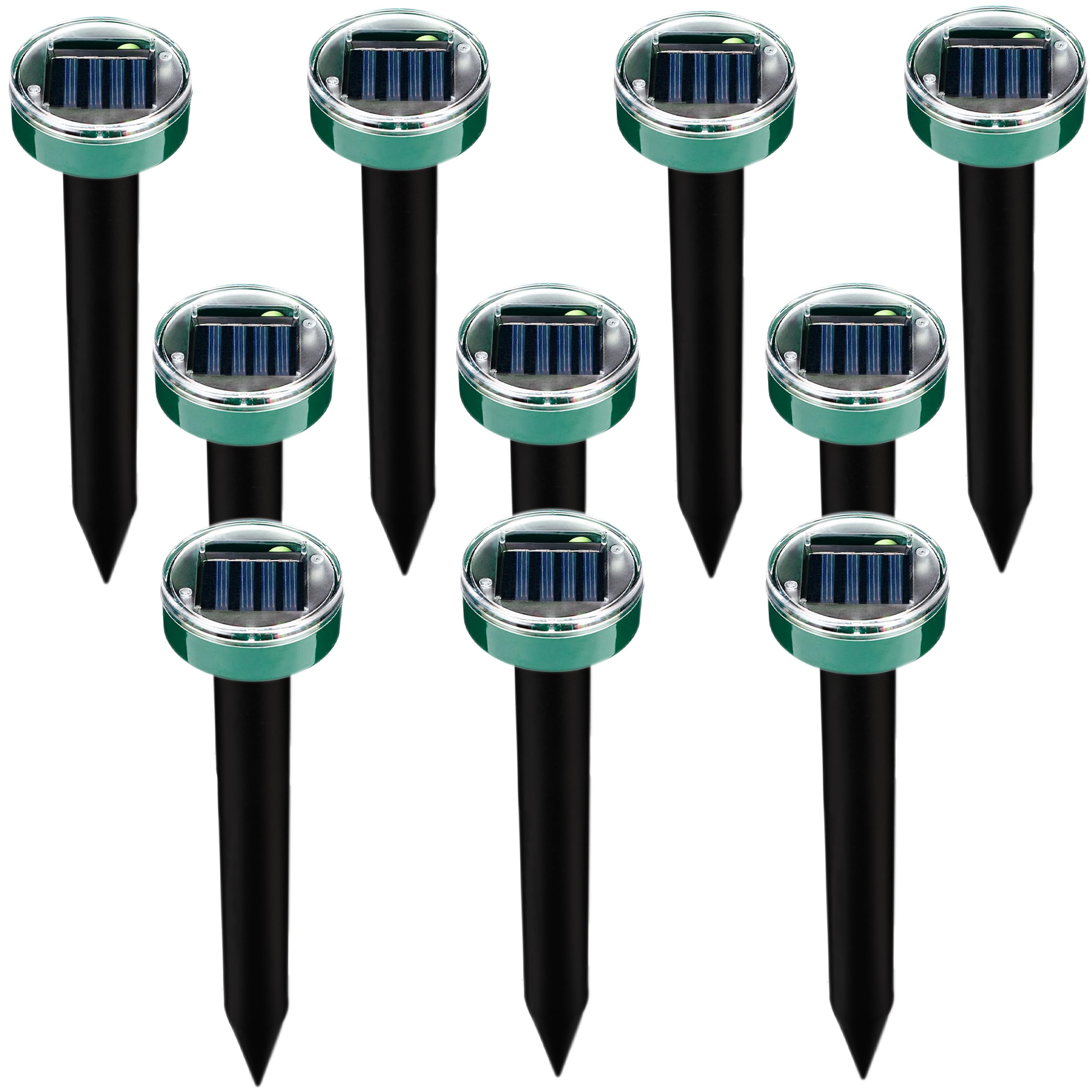 Solar Mole Repellent - 10 Pack Gopher Repellent Solar Powered Animal Powered for Garden Lawn Yard Waterproof Deterrent for Mole, Vole, Gopher