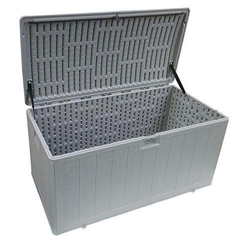 Plastic Development Group 73 Gallon Weather-Resistant Resin Outdoor Storage Deck Box with Slide and Snap Assembly, Driftwood