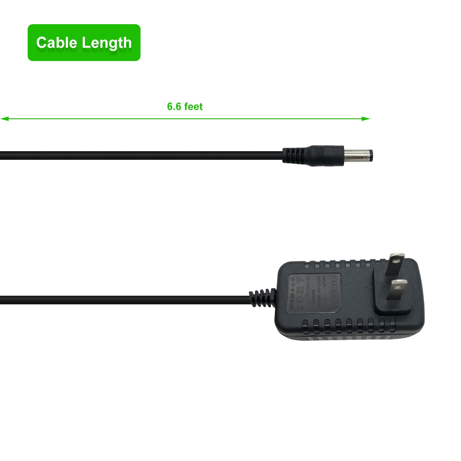 Power Cord Replacement for Schwinn 270 Recumbent Bike/430 Elliptical, Bowflex Max Trainer M3 M5 M6, 9V Adapter Charger Cable 6.6 ft - PDEEY