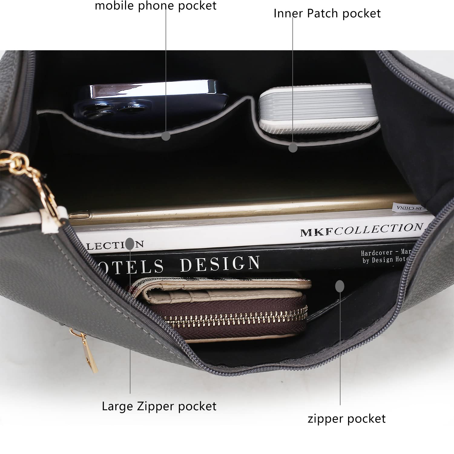 MKF Collection Shoulder Bag for Women, Vegan Leather Hobo Handbag, Crossover Color-Block Purse ByMia K