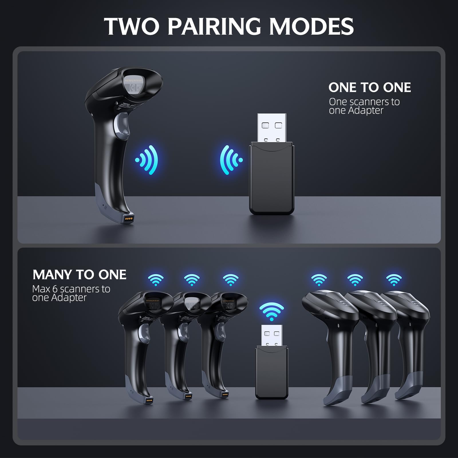 TEEMI QR Bluetooth Barcode Scanner, 1D 2D Wireless USB Imager for iPhone ipad Andriod Smartphone Tablet Mac Windows PC, Support PDF417 Driver License, Stable Bluetooth 5.0 Technology, with USB Dongle
