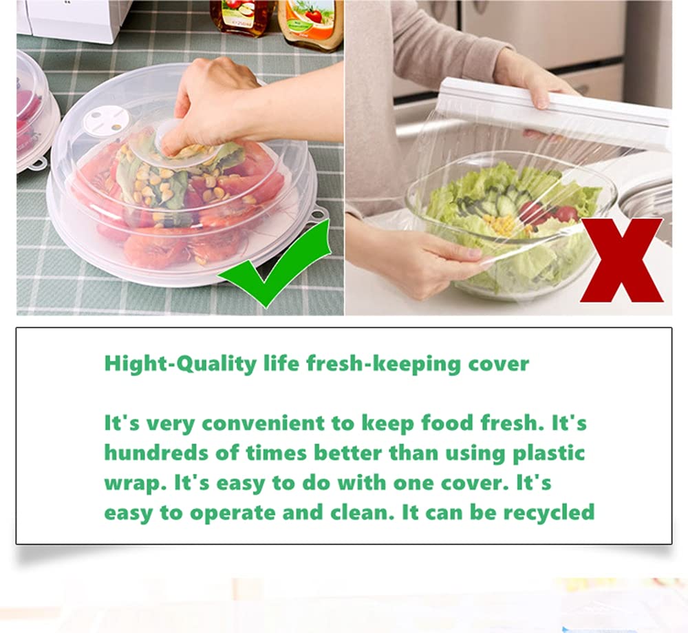 Microwave Splatter Cover for Food, BPA-Free Steam Vents Microwave Plate Cover with Easy-Grip Handle, Fruit Drainer Basket, For Dishwasher Safe & Refrigerator - 2Pcs (Diameter 9 inch + 6.7 inch)