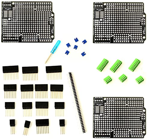 PTSolns Prototype PCB Microcontroller Shield for Arduino Uno (Proto-Shield Deluxe)