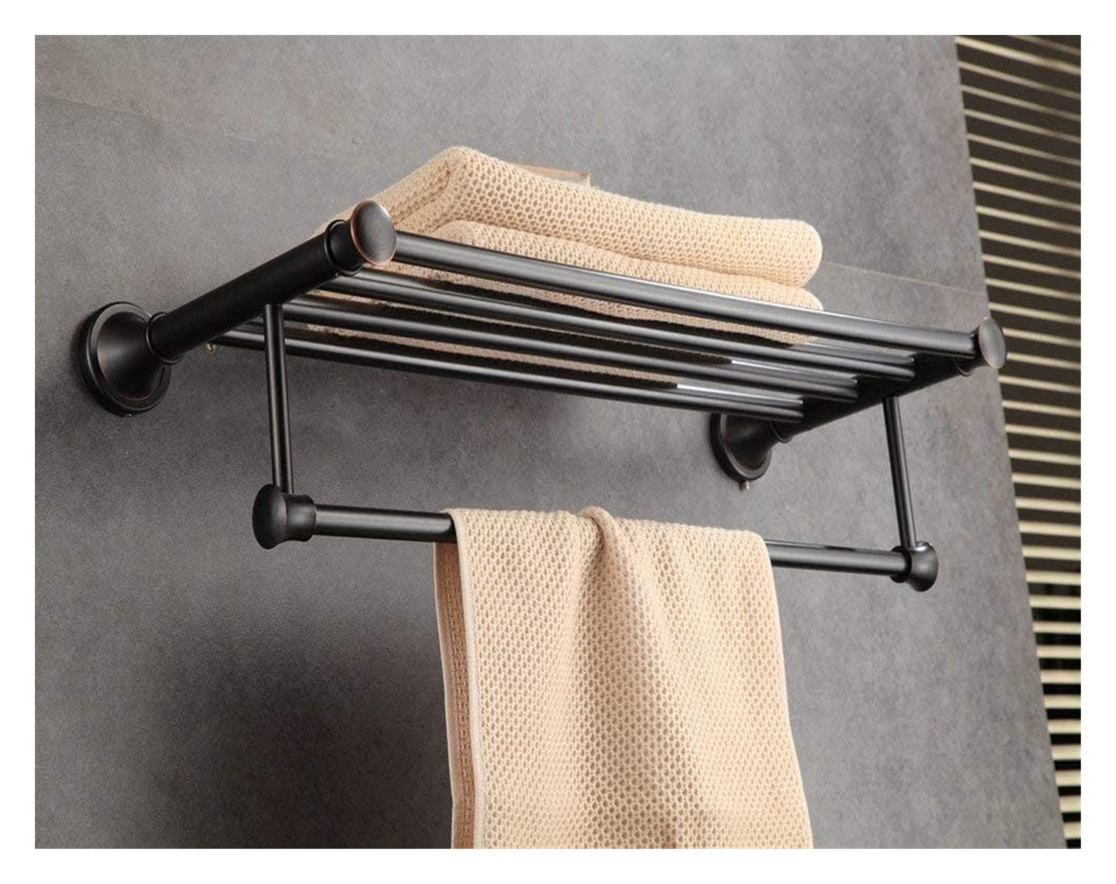 Towel Rails Solid Brass Towel Rack with Bar for Bathroom Shelf Wall Mounted, Oil Rubbed Bronze, 61.5 cm/Toilet Brush Set (Color : Toilet Brush Set) (Towel Shelf b)