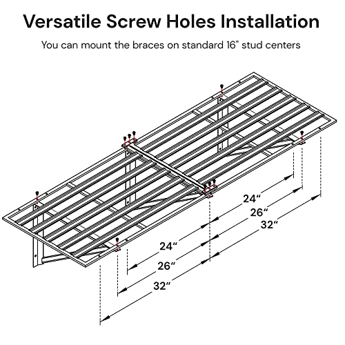 SunsGrove 2-Pack Garage Shelving 2x6ft Heavy Duty Wall Shelf Garage Storage System Shelves, 800 LBS Weight Capacity, Black