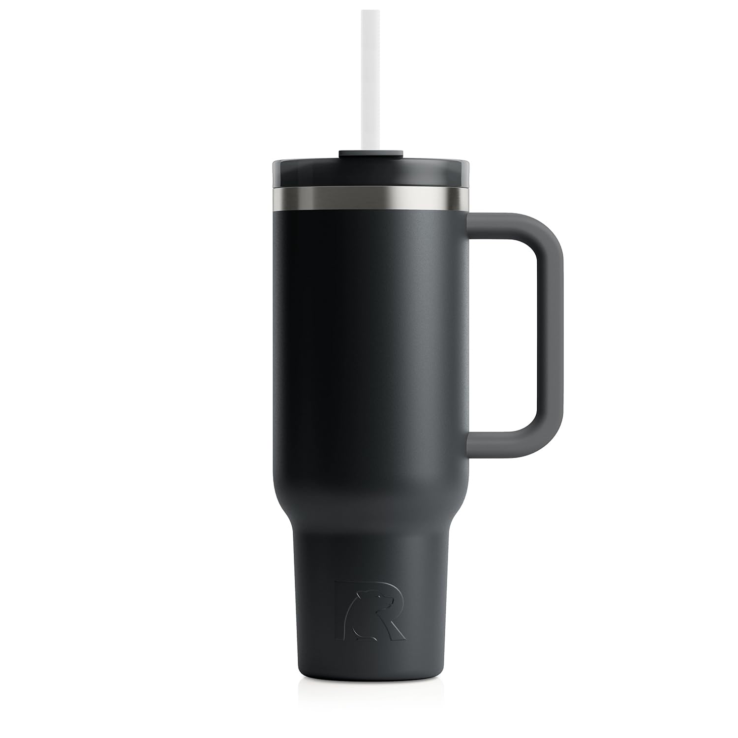 RTIC 30 oz Road Trip Tumbler Double-Walled Insulated Stainless Steel Portable Travel Coffee Mug Cup with Lid, Handle and Straw, Black