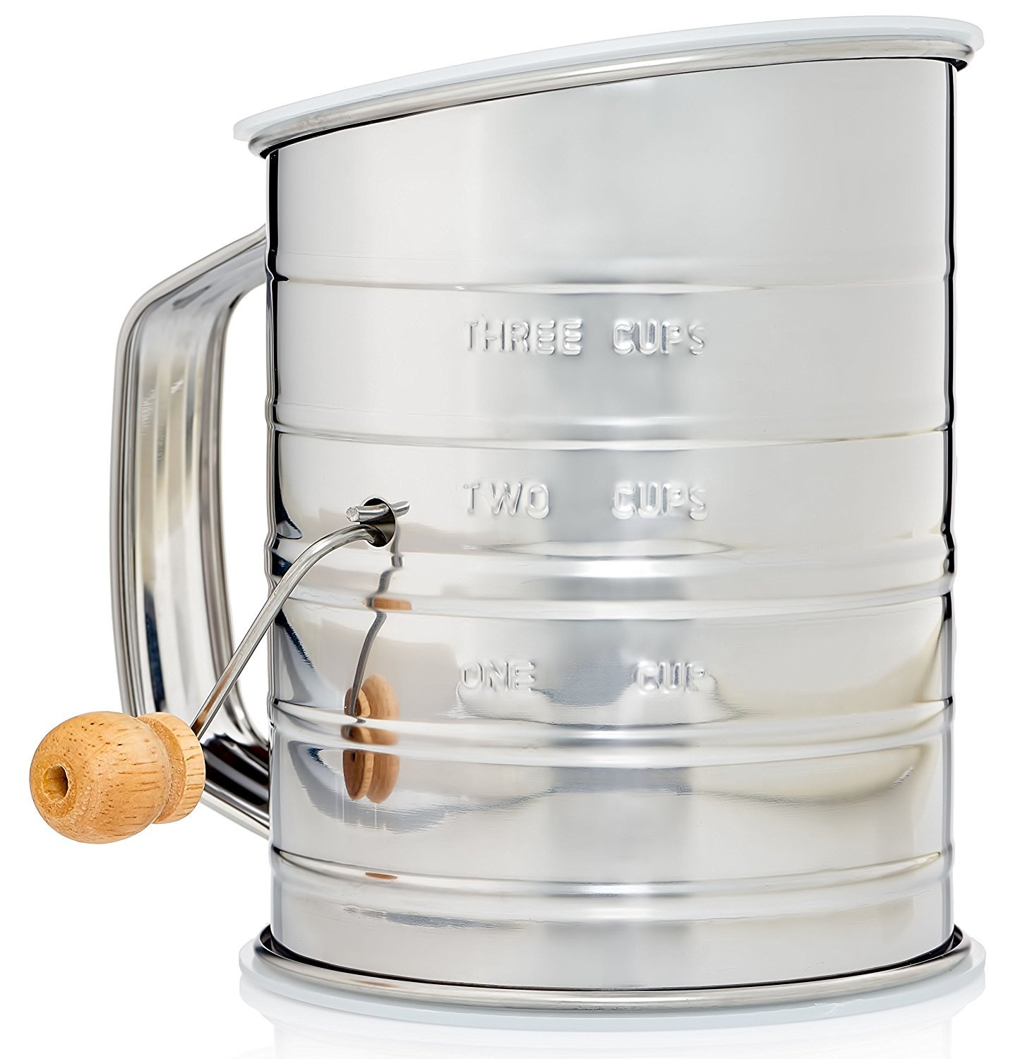 Natizo Stainless Steel 3-Cup Flour Sifter - Lid and Bottom Cover - No More Mess In Your Kitchen