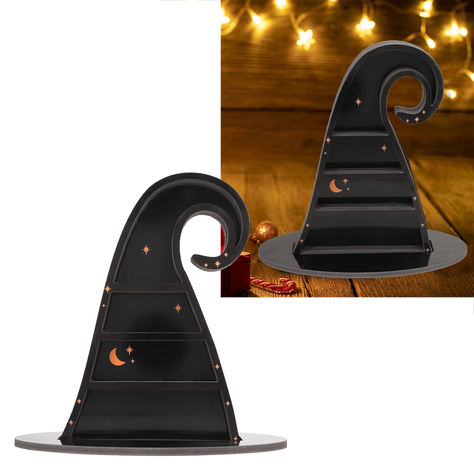SPECIALER Stone Shelf Display for Bedroom & Office Crystal Display Shelf Gothic Witch Hat PVC Elegant Home Decor
