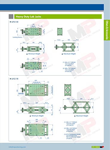 Lab Scissors Jack, MPositioning L01Z-70 Aluminum Laboratory Jack Lift Table 160 x 220 Platform Size, Smooth Motion in 70 mm Z Axia, Support Loading 30kg