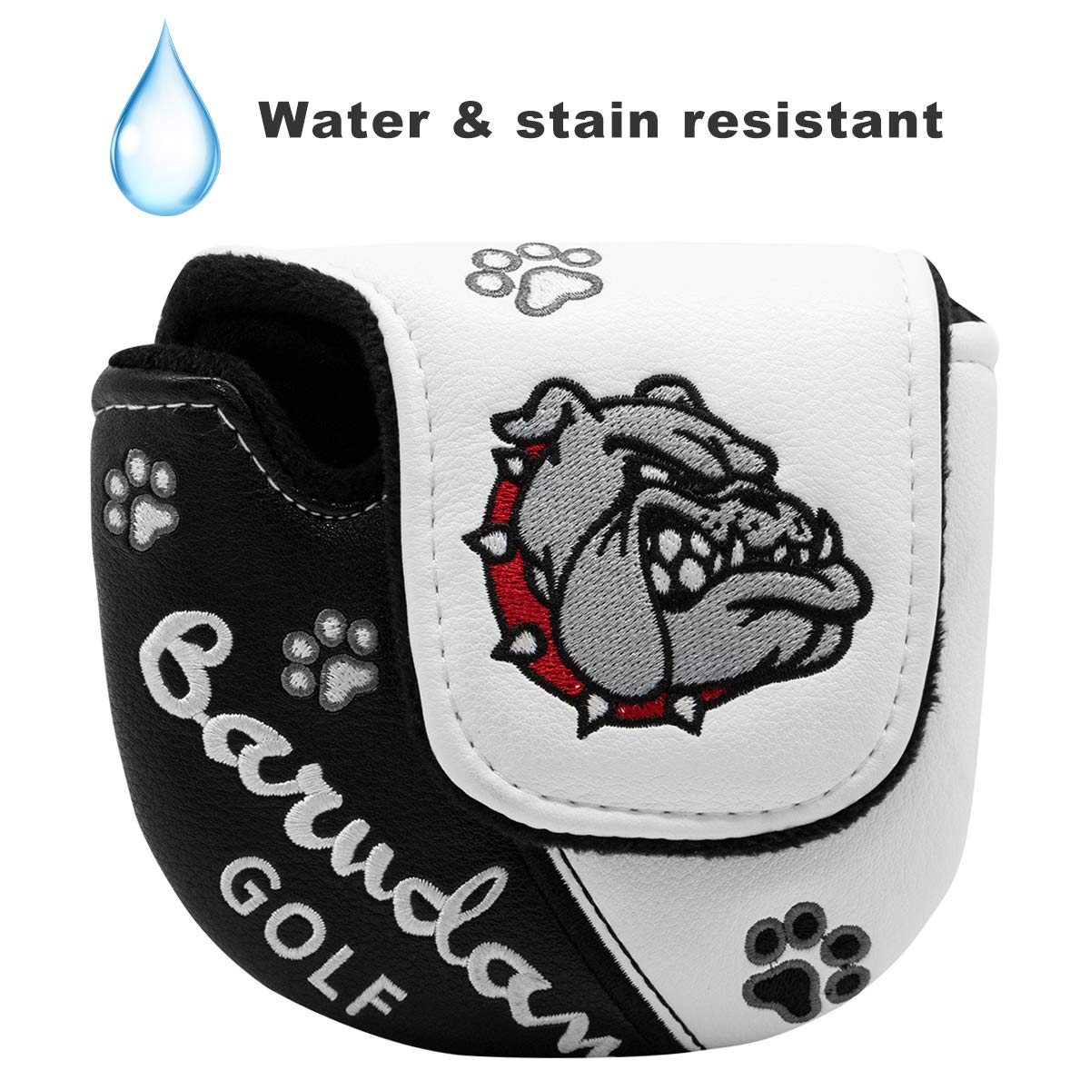Golf Putter Cover Mallet, Putter Covers Golf Club Head Covers Putter Headcover for Mallet Leather Golf Putter Head Covers with Magnetic for Odyssey 2 Ball Scotty Cameron Callaway (White-2)