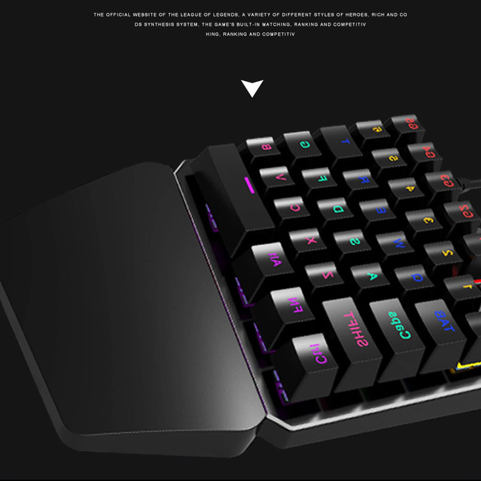 RTLR One Handed Keyboard, RGB Backlit Gaming Keypad USB Wired 35 Keys ABS for Office