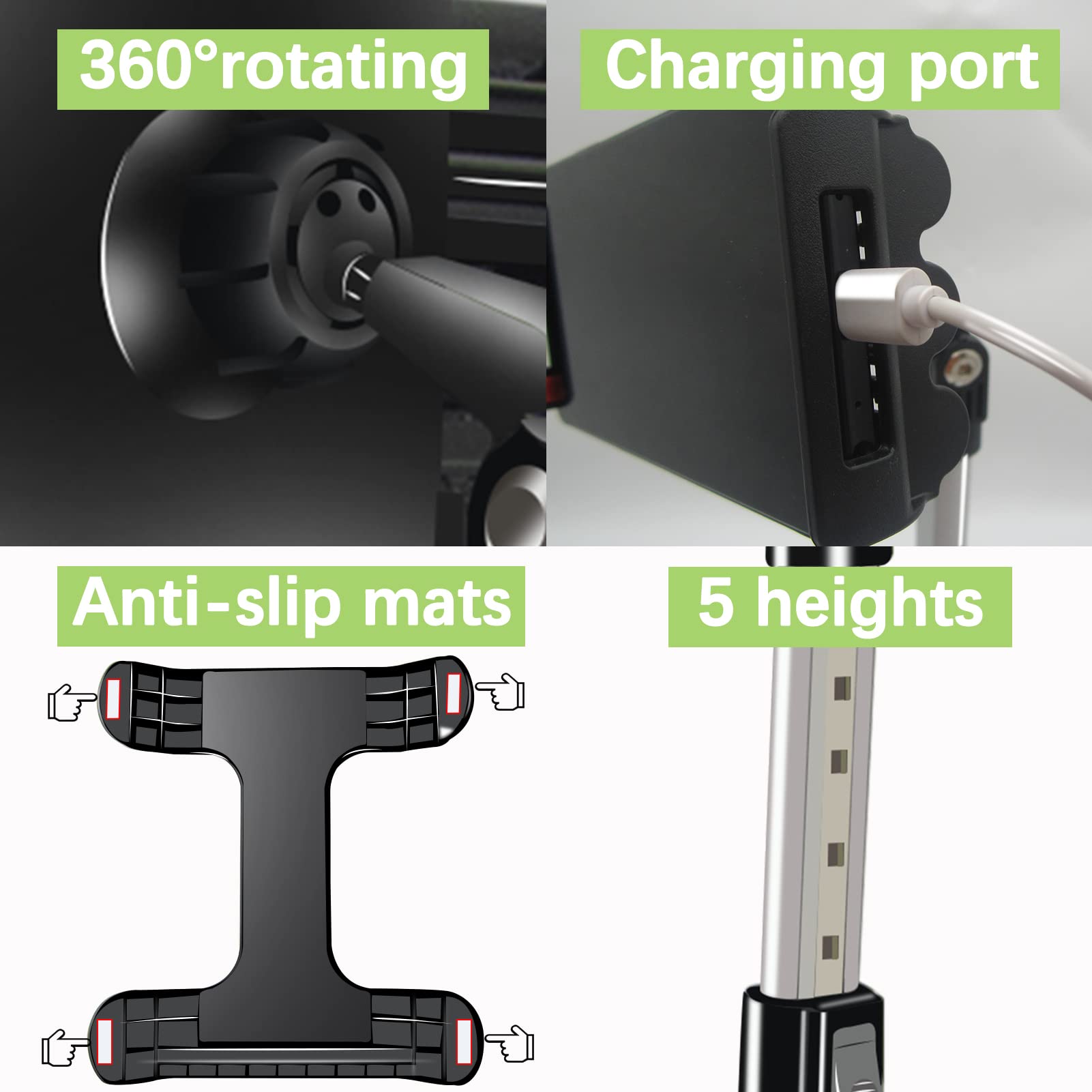 MNKXL Adjustable Foldable Tablet Stand for 4.5-20'' Devices - Anti-Slip Base, Rotatable, Lightweight, Compatible with iPhone, iPad, Samsung, Huawei