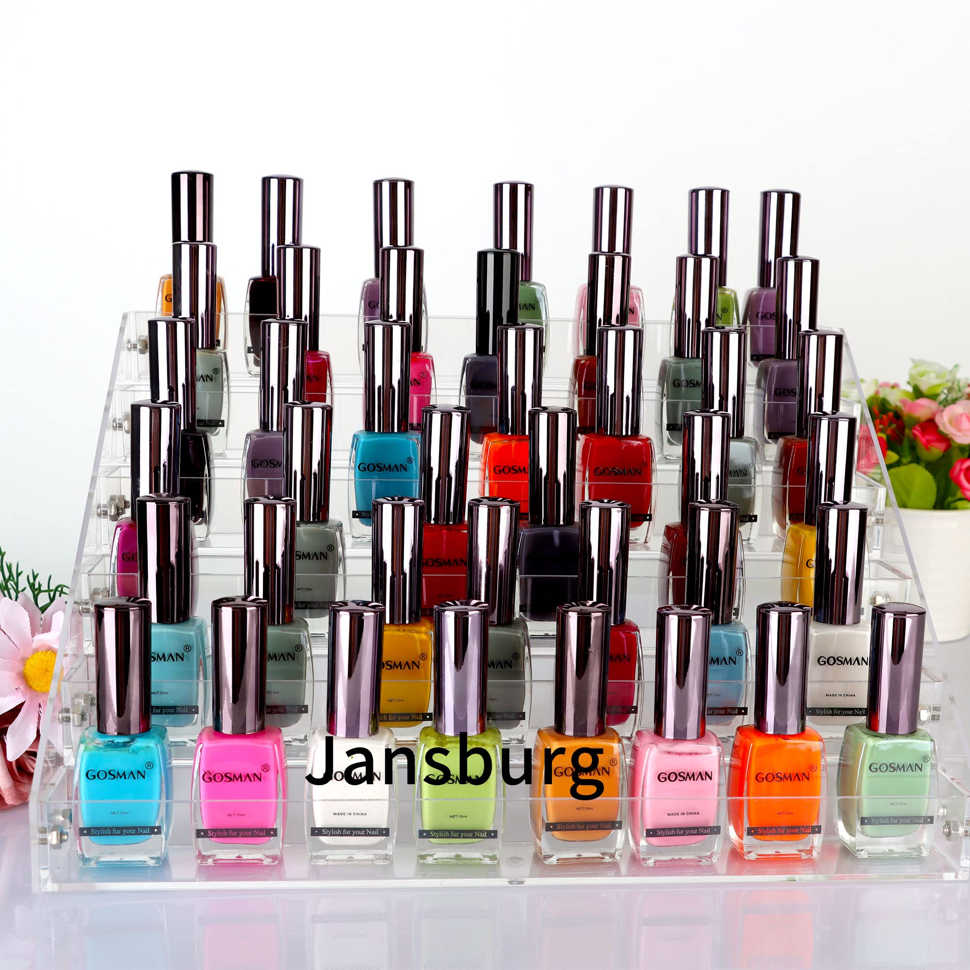Jansburg Nail Polish Organizer 6 Layer Ink Rack Holder Table Stand Acrylic Polish Holder Clear Paint Bottles Holder Essential Oil Storage Display Stand on the Table or Desk
